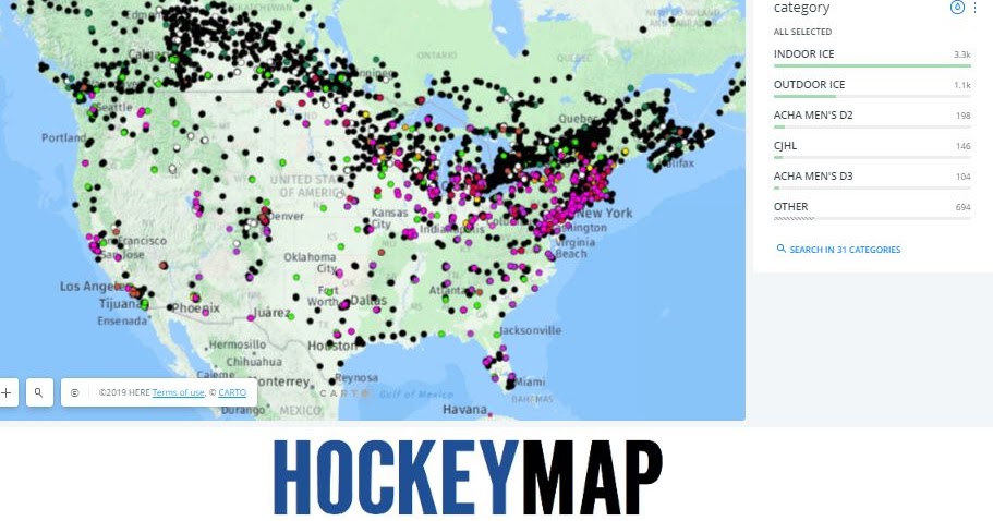 Map of Indoor & Outdoor Ice Rinks