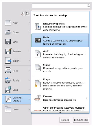 Select the Drawing Units in AutoCAD