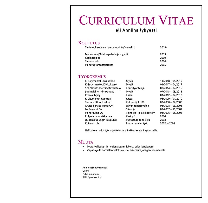 Visualisti Anniina.A: CV