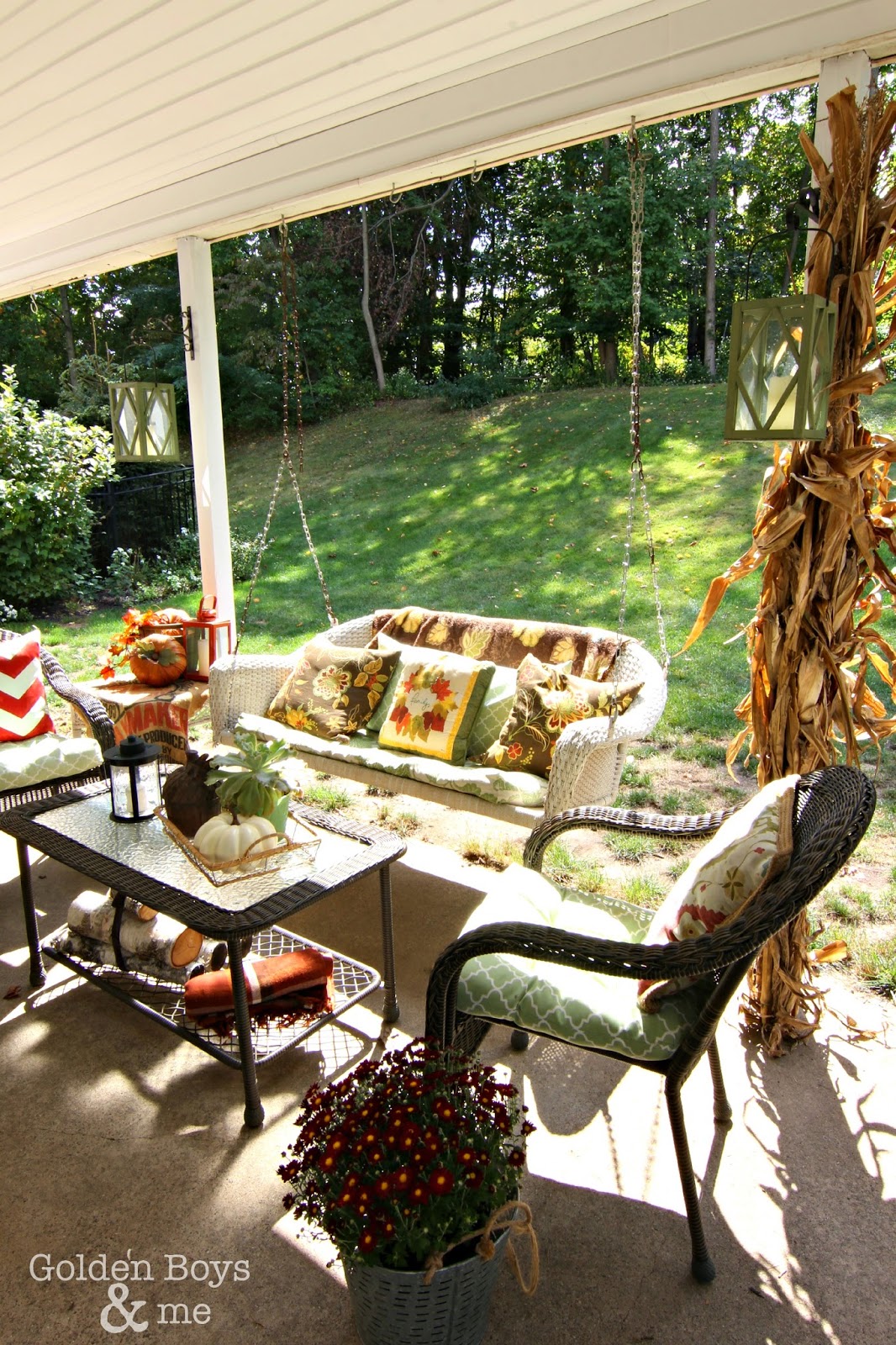 Fall Covered Patio | Golden Boys & Me