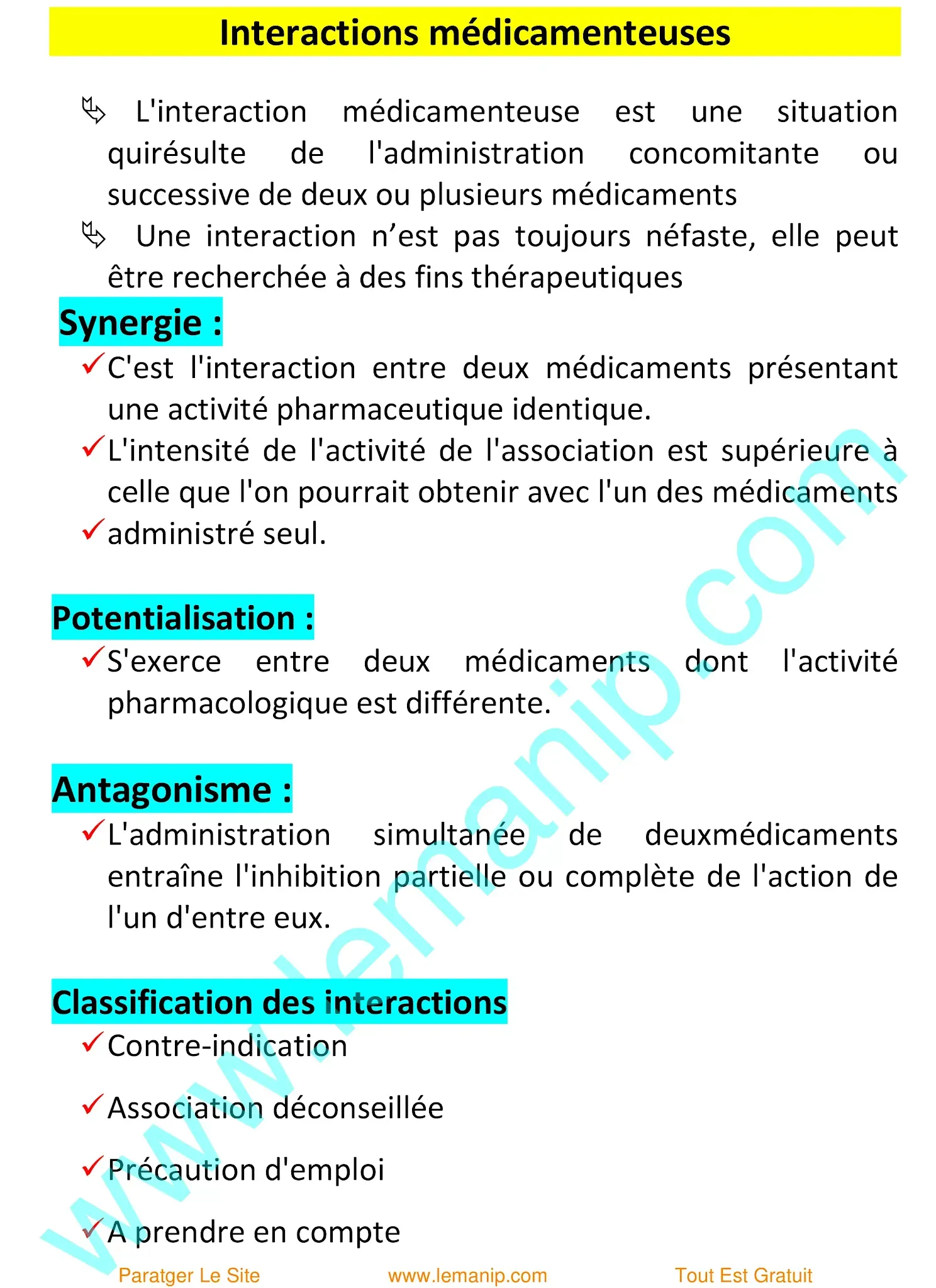 Activité, Toxicité Et Interactions Des Medicaments