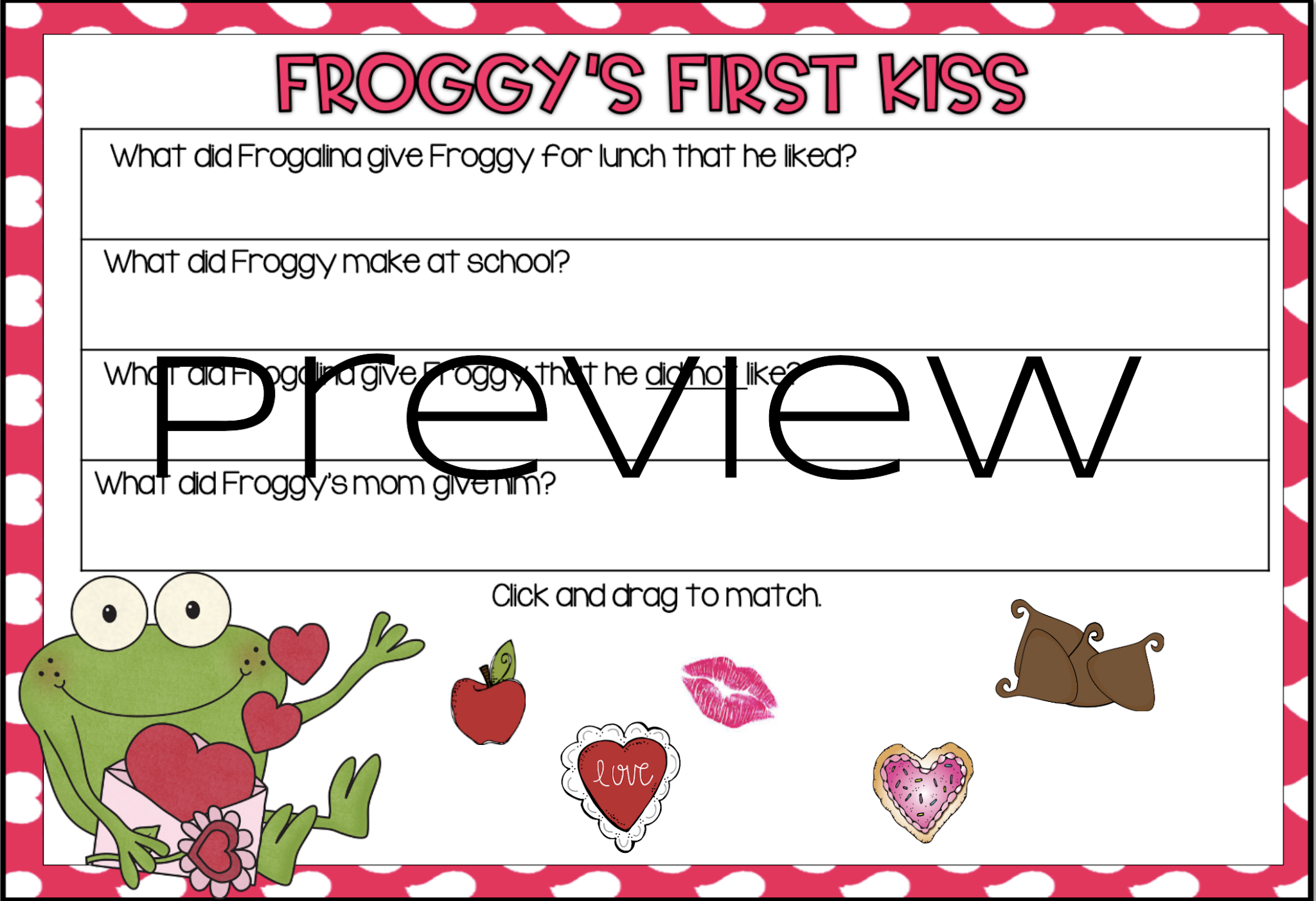 1st Grade Hip Hip Hooray!: Froggy's First Kiss...A Literary Companion