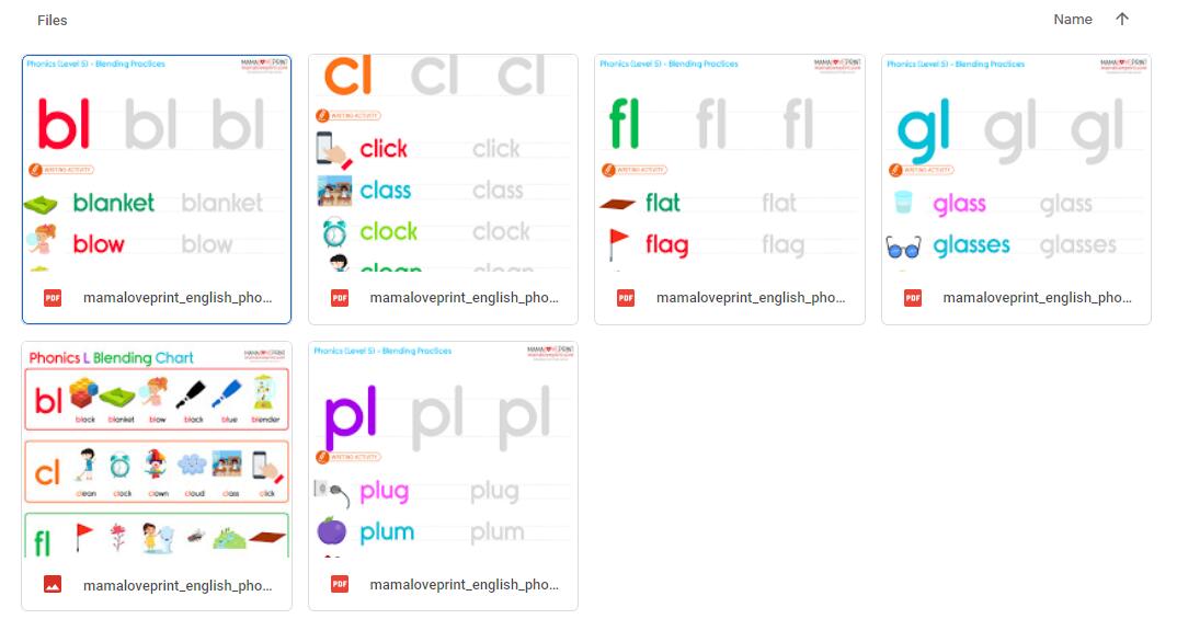 MamaLovePrint . Phonics Worksheet - Level 2.3 L Blending (bl ,cl ,fl ...