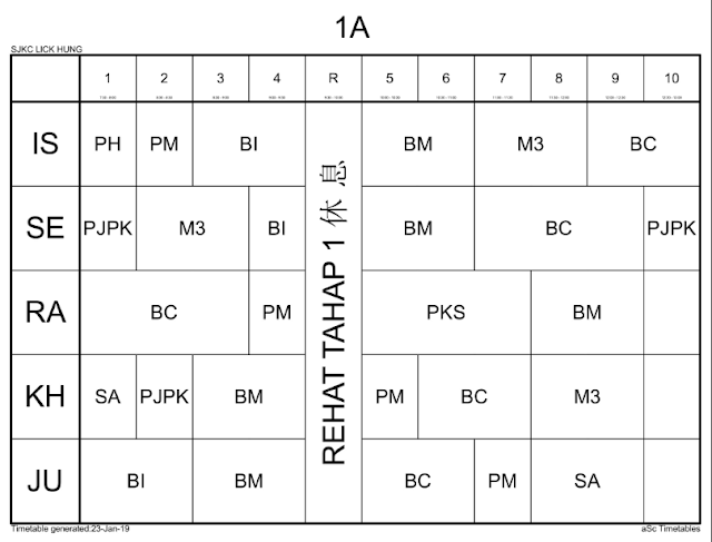 Malaysians Must Know the TRUTH: A Chinese Primary School's Timetable