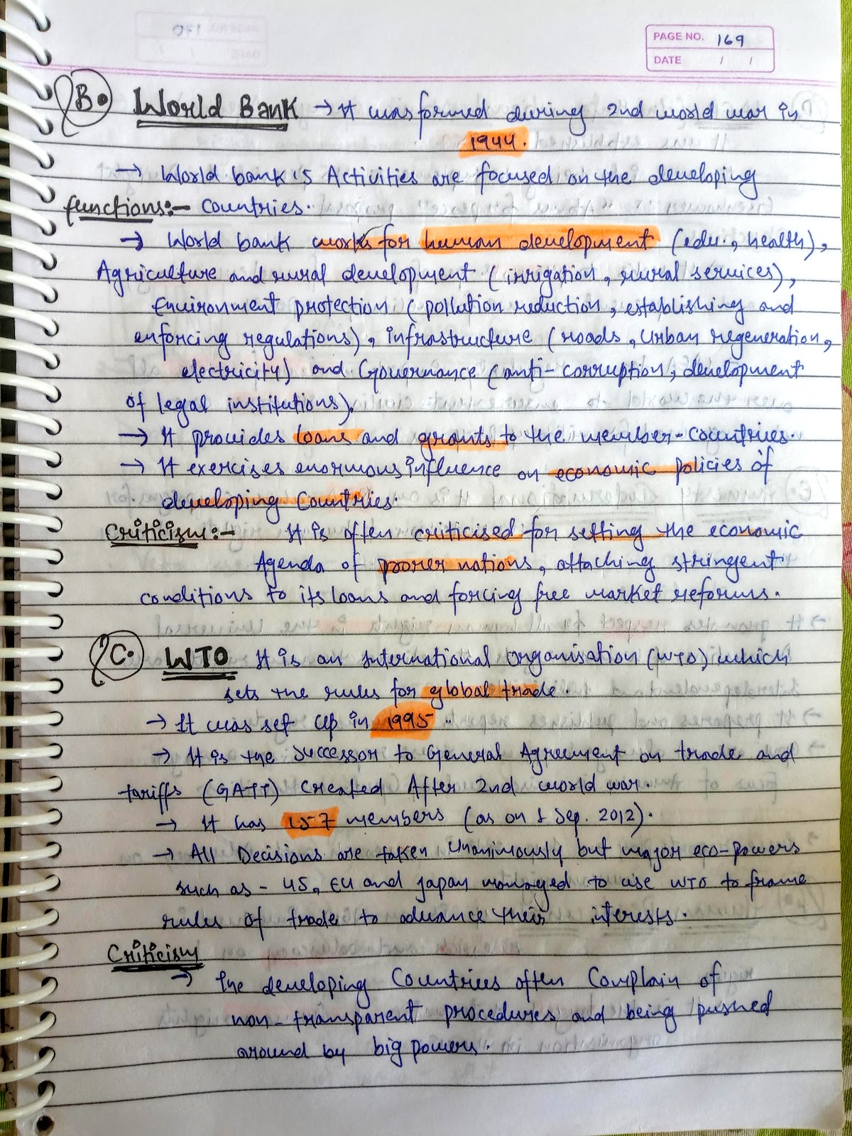 Handwritten notes of International Organisation - Political Science ...
