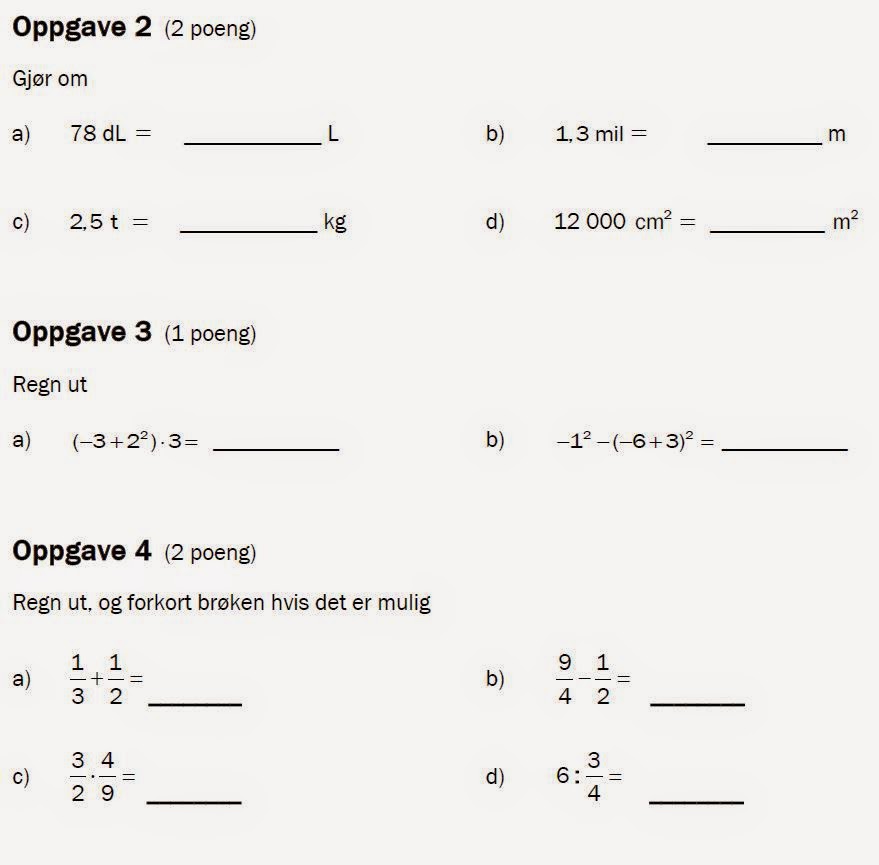 Eksamen i matematikk 10. trinn