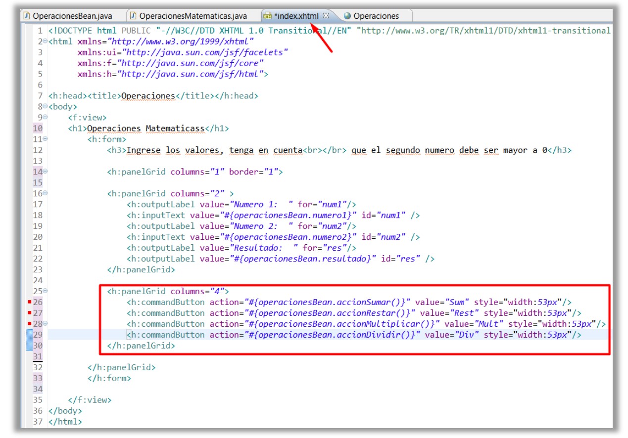 CoDejaVu: Ejemplo Operaciones Matemáticas con JSF