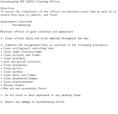 Housekeeping SOP SERIES Cleaning Offices