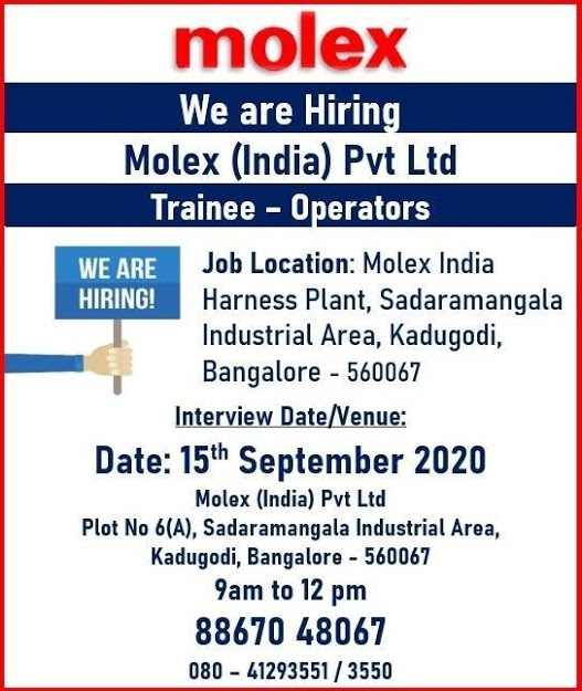 UDYOG ADDA: Molex (India) Pvt. Ltd - Walk-In Interview for Freshers ...