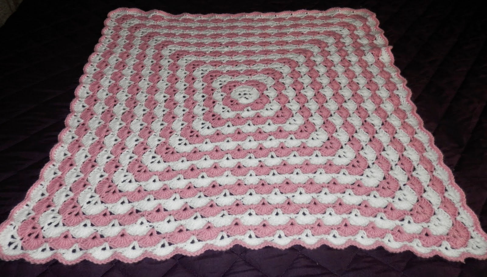 Karens Crocheted Garden of Colors: My Picot Baby Blanket in Pink and White