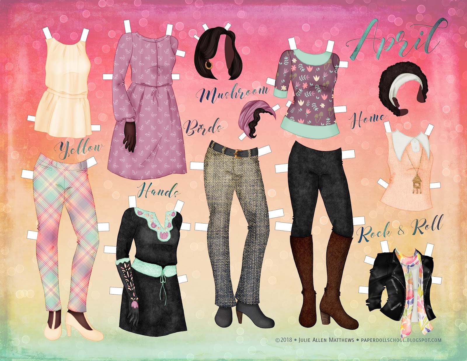 Paper Doll School: April Paper Doll - Set 2