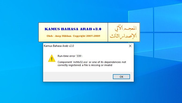 Run Time Error 339 Component 'richtx32.ocx' Pada Aplikasi Kamus Bahasa Arab - Santri Dan Alam