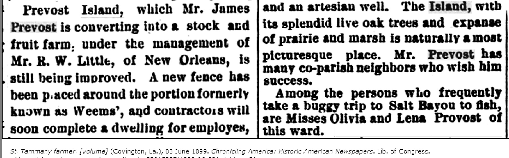 Tammany Family: Prevost Island