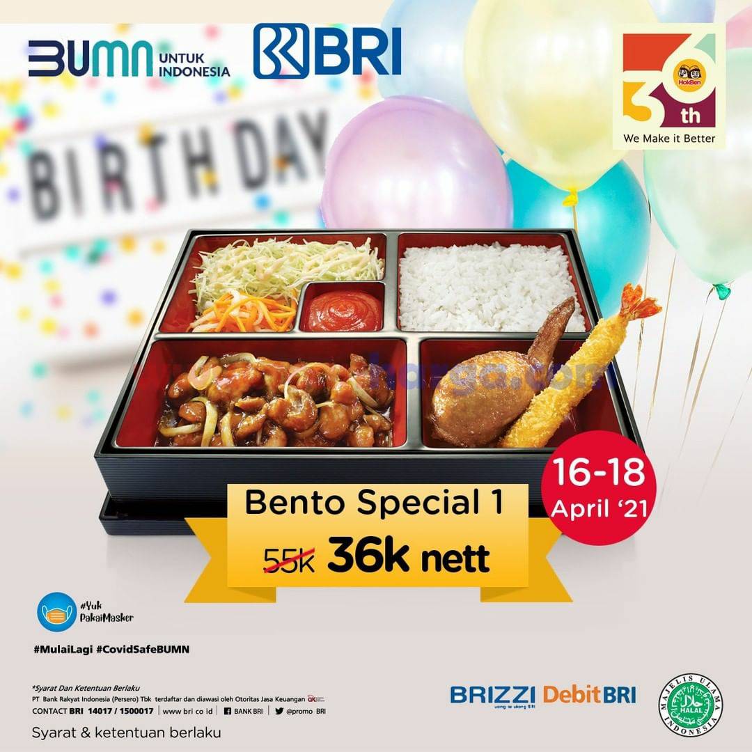 HOKBEN Promo Paket Bento Special 1 hanya 36 Ribu nett* dengan Debit BRI & BRIZZI | scanharga
