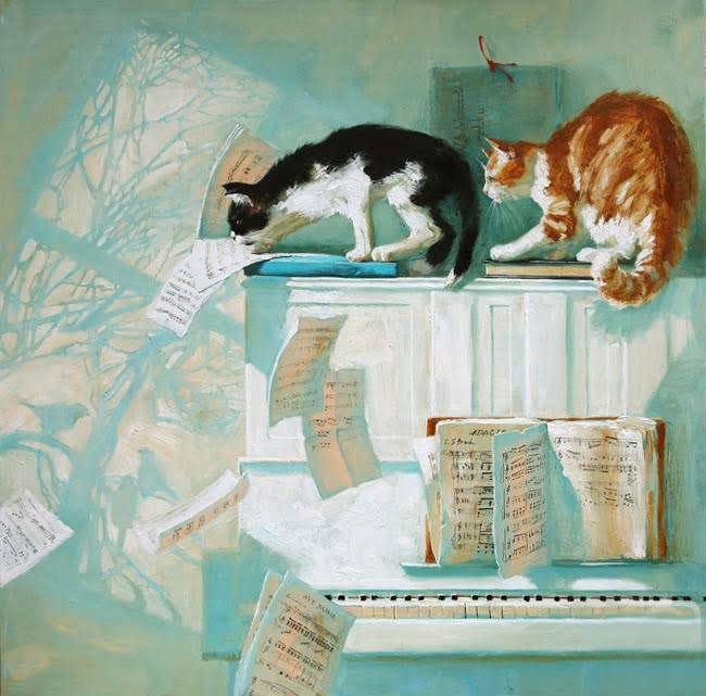D.W.C. Cat Musicians - Painter Maria Pavlova - DANCE WITH COLORS