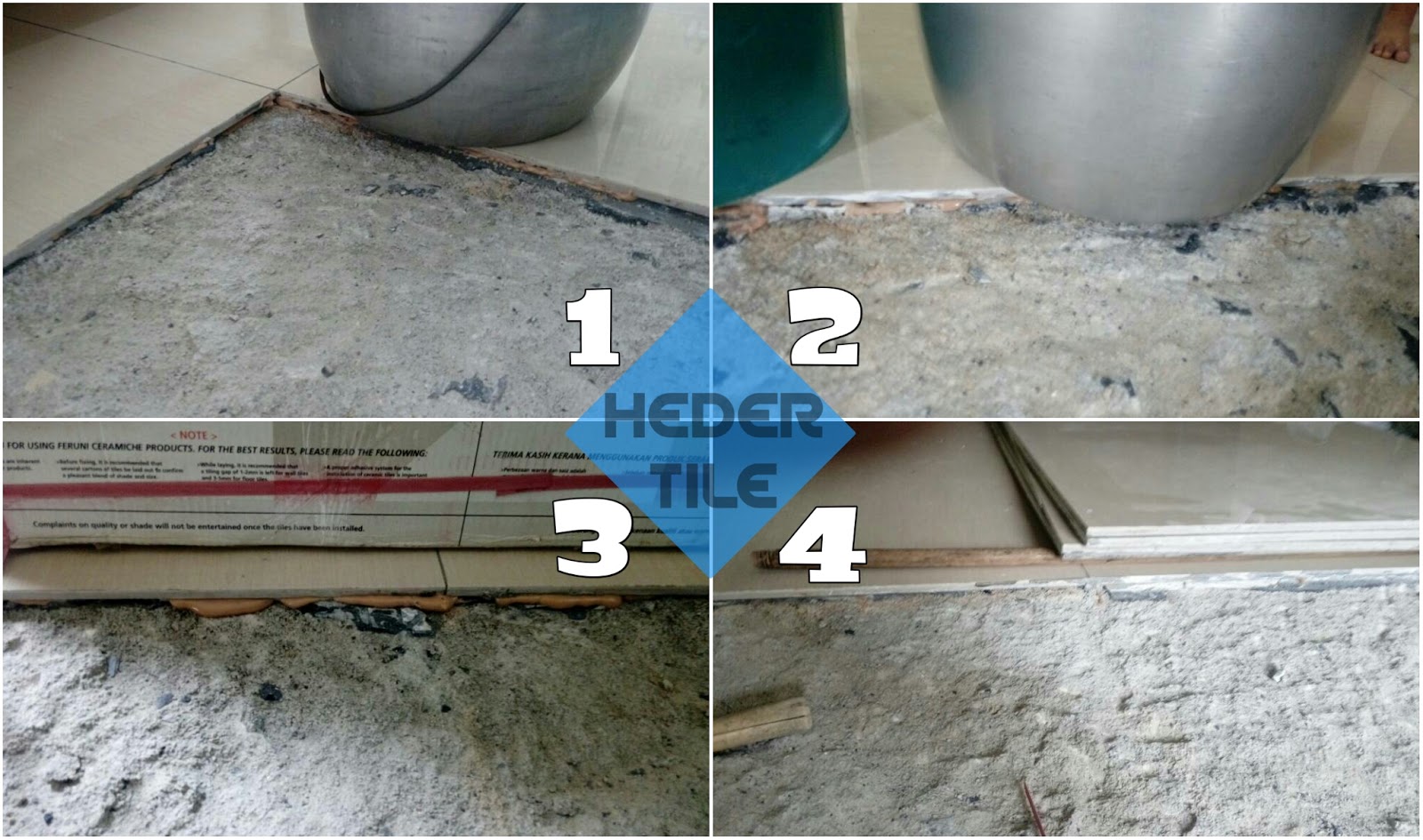 Memperbaiki. Repair tile/jubin mengelembung. Tertanggal, pecah, repair tile