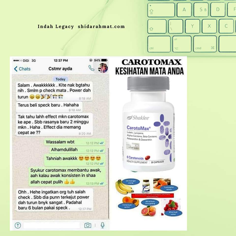 Testimoni Carotomax Shaklee Dan Kebaikan