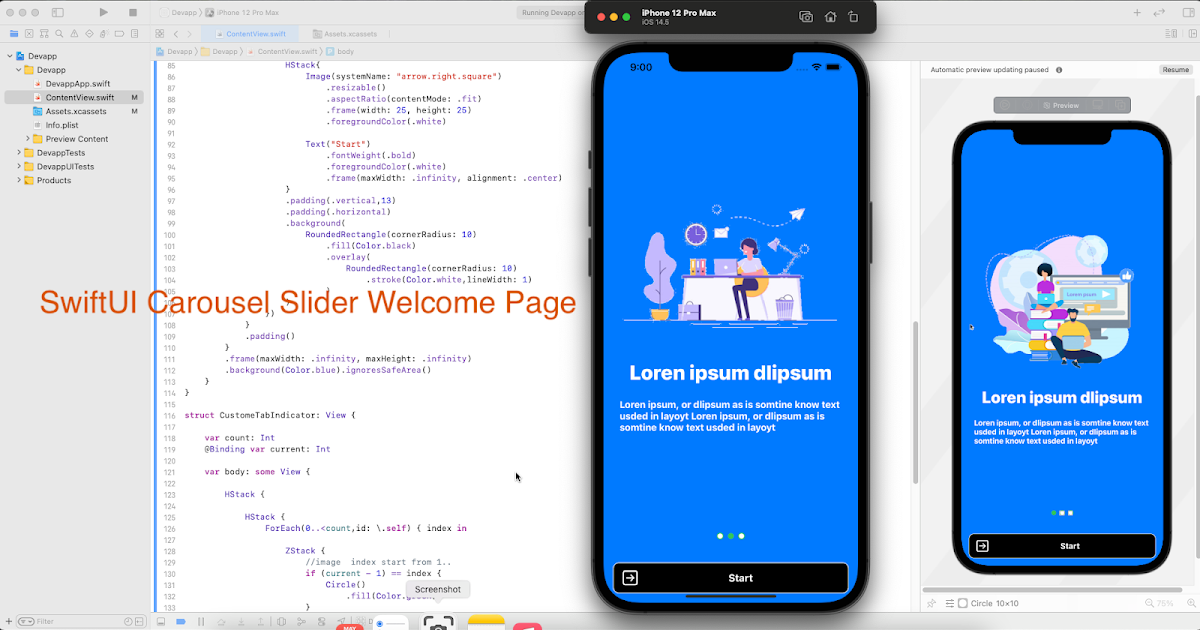 SwiftUI Carousel Slider Welcome Page | Tutorial101