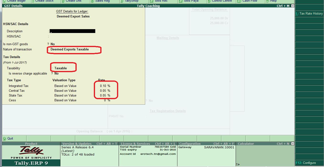 Goodwill Learning World: GST 0.1% Deemed Export Sales in Tally Erp 9