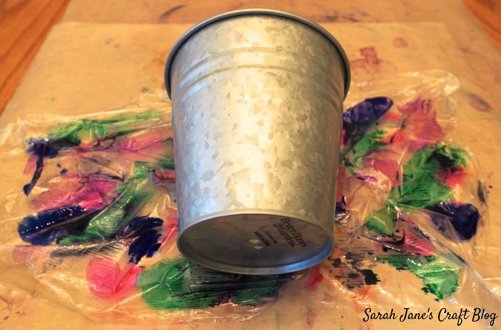 Plastic Wrap Alcohol Ink Flower Pot