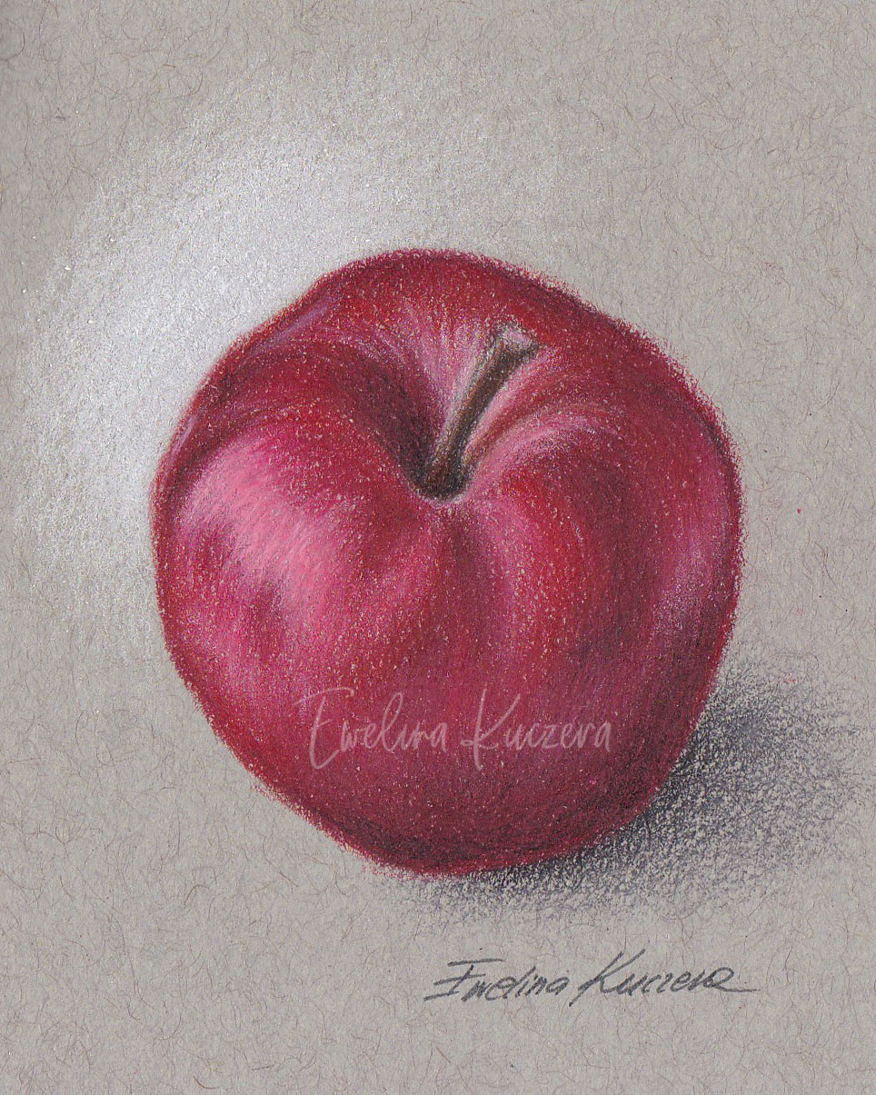 How to draw an apple with colored pencils - step by step tutorial ...