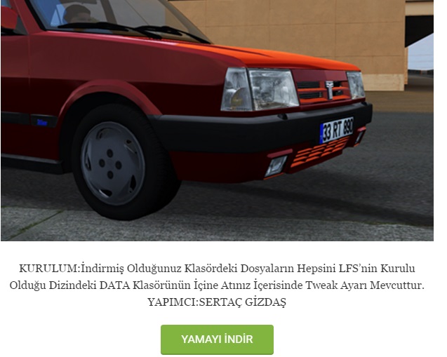Torrent Games: LFS Tofaş 2001 Doğan Kapak Jant Yaması İndir