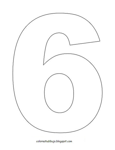 Numero 6 para colorear - COLOREA TUS DIBUJOS