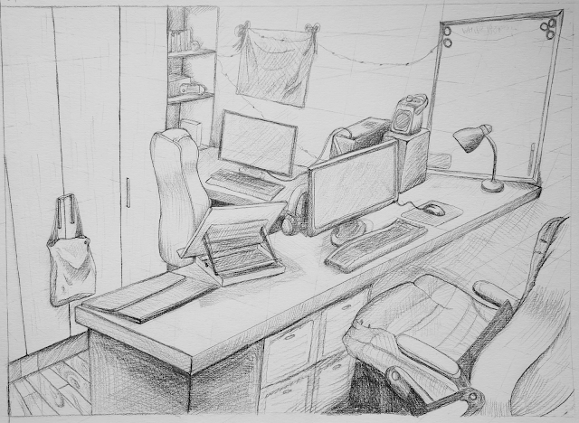 Hannah Eliazarian Art Journal : 3 Point Perspective - Interior (my home ...