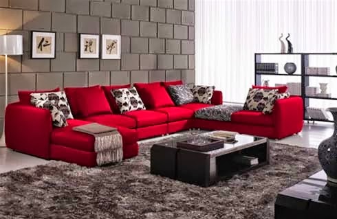 Dekorasi Ruang Tamu Sofa Merah