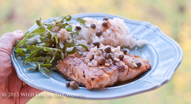 Grilled Trout with Browned Butter, Caper and Pine Nut Sauce