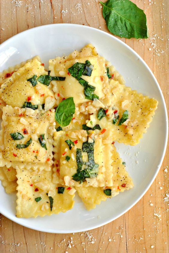 Ravioli with Garlic Basil Oil - Delicious Dessert Mom