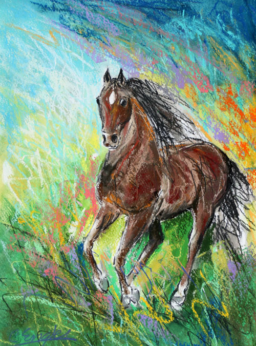 Carol Engles Art: Young Stallion at a Gallop, abstract equine art by ...