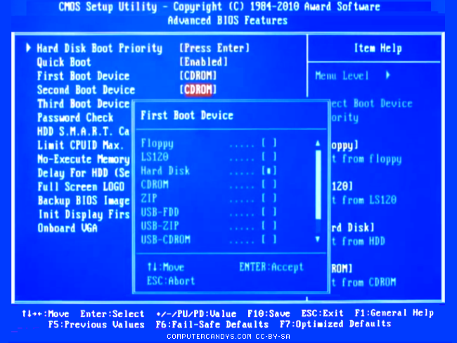 128 - Change First Boot Device | COMPUTERCANDYS