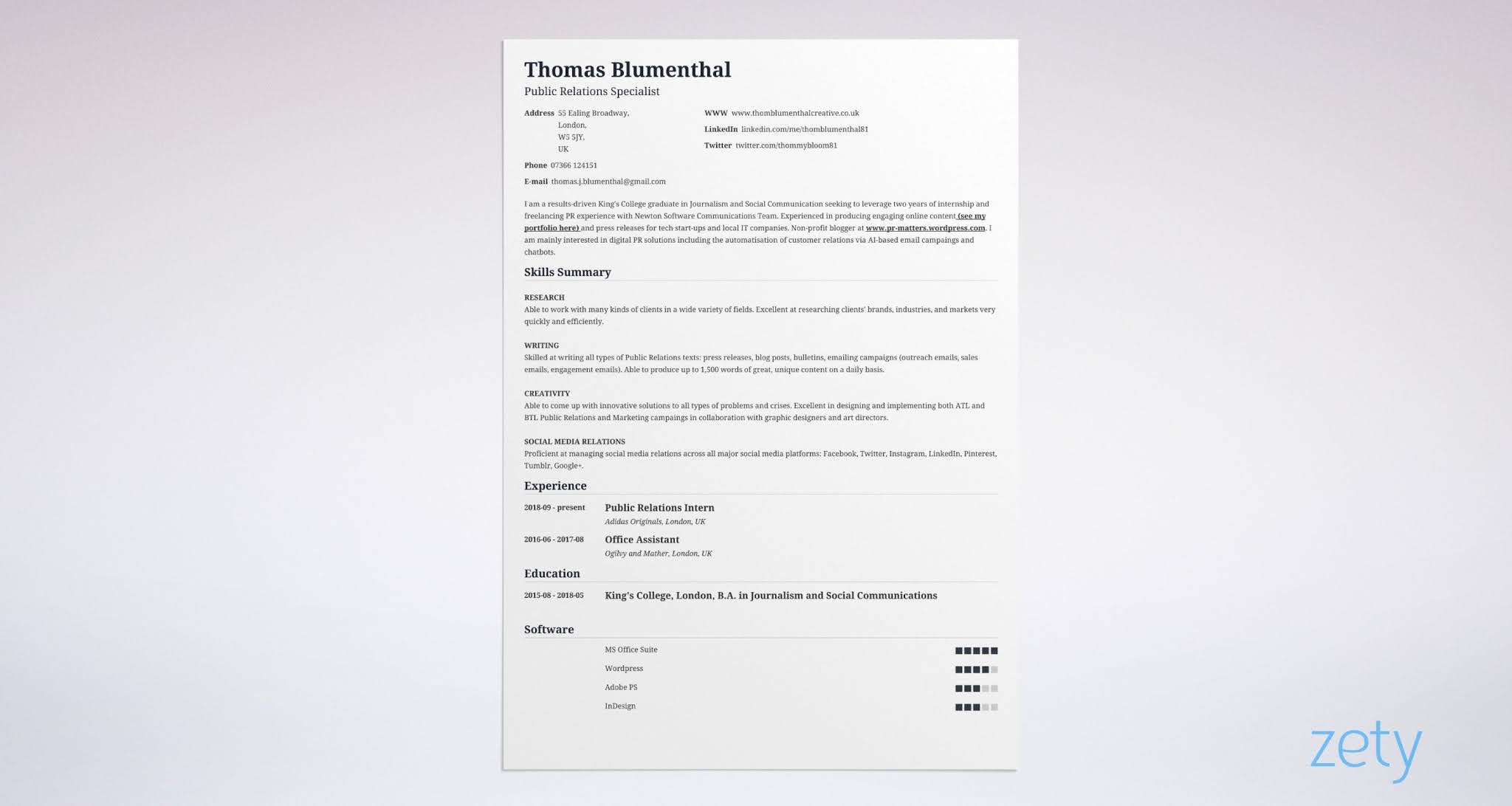 Curriculum Vitae Proforma - Birthday Letter
