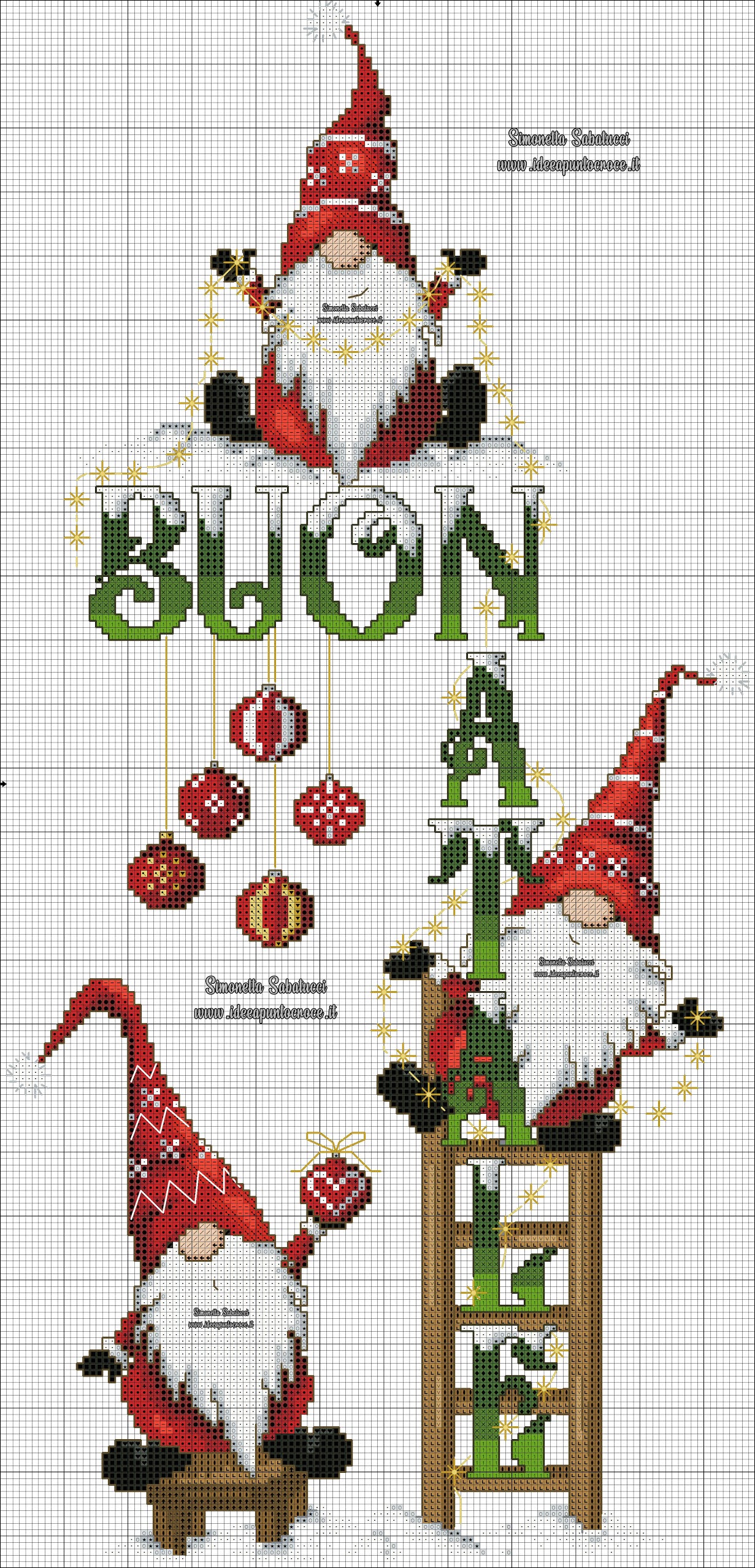 FUORIPORTA NATALIZIO GNOMI SCHEMA PUNTO CROCE