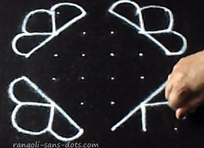 Rangoli designs with dots - 6 dots