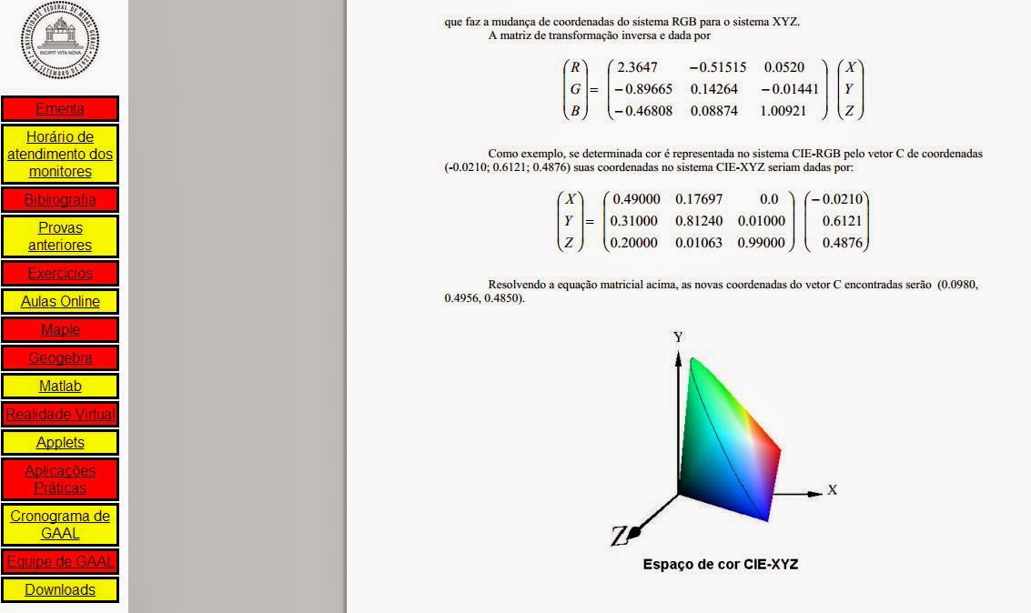 CLMD_MATEMATICA: Site GAAL da UFMG - Aprendendo Geometria Analítica