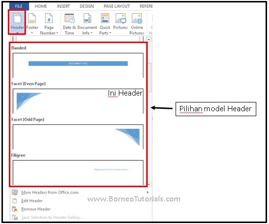 Tips Membuat Header Footer di Ms Word 2013 Terupdate - Borneotutorials ...