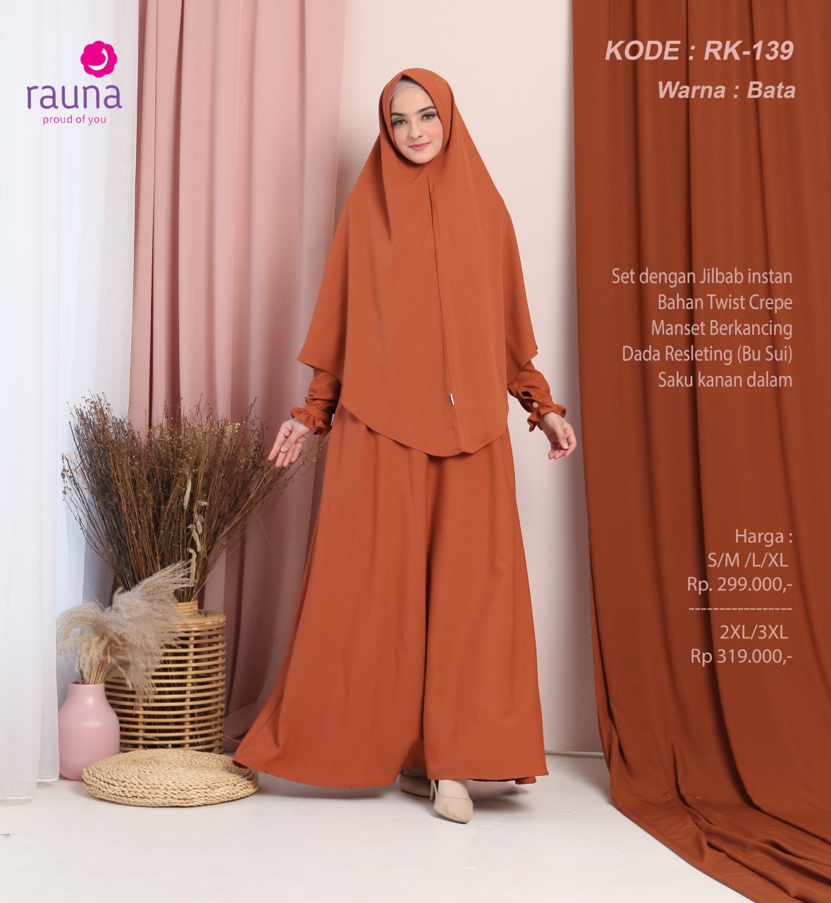 KOLEKSI GAMIS MUSLIMAH RAUNA TERBARU RK 139