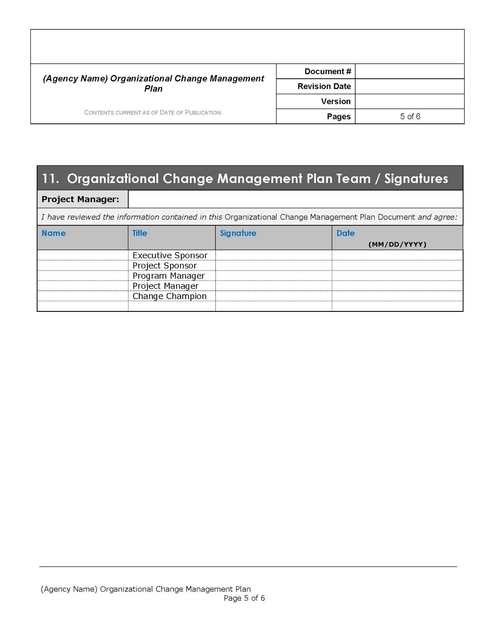 Organizational Change Management Plan Template