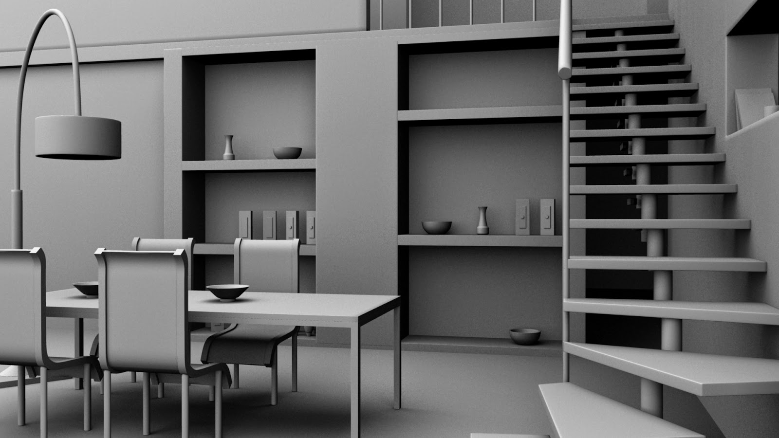3D Models In Autodesk Maya: Interior Dining Area