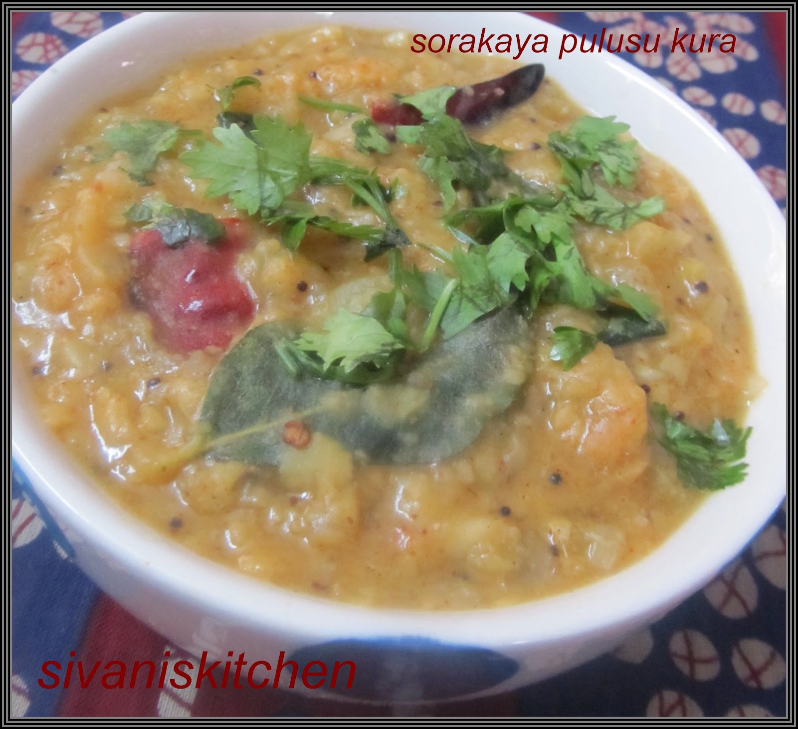 Sivani's Kitchen: Sorakaya Mamidikaya Pulusu Kura / Bottle Gourd Dal ...