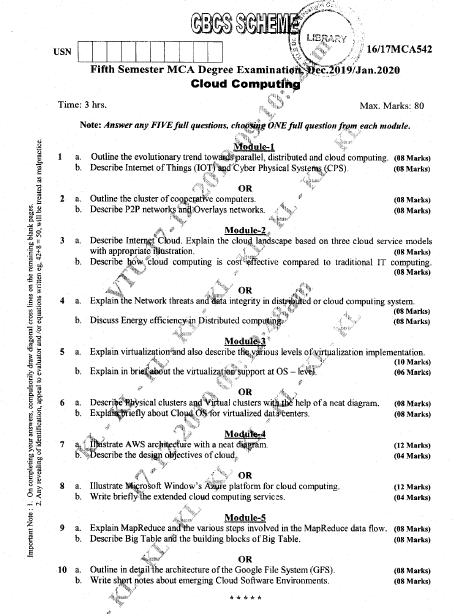Visvesvaraya Technological University MCA. (CBCS) Fifth Semester 16 ...