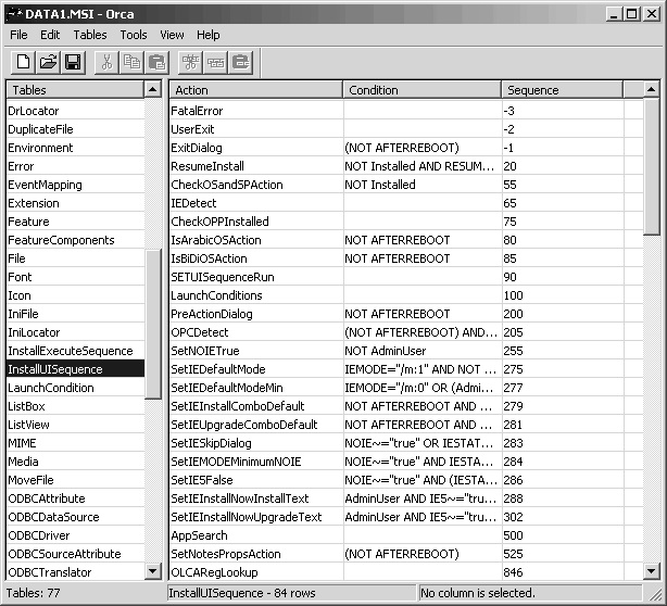 AppREPACK: MSi Sequence Column Values of Sequence Tables