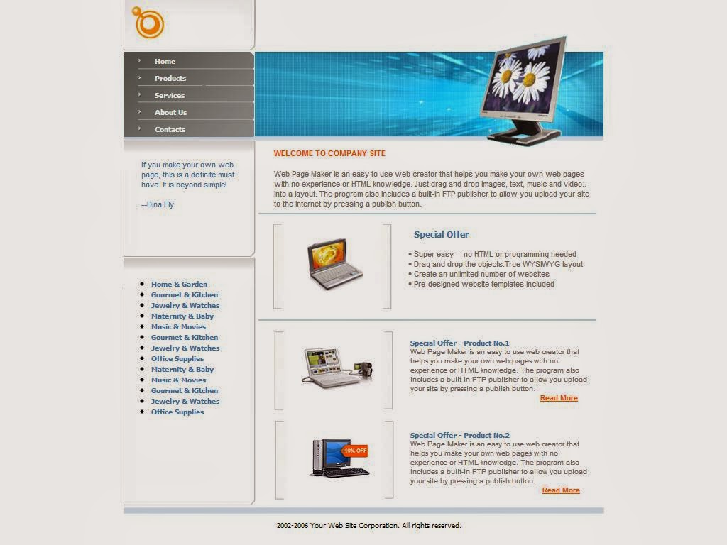 Web-Page Maker: Template (Computer)