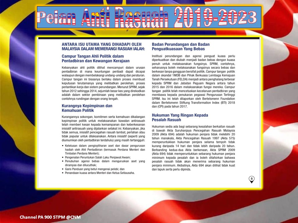 Pengajian Am & Geografi STPM: Pelan Anti Rasuah 2019-2023