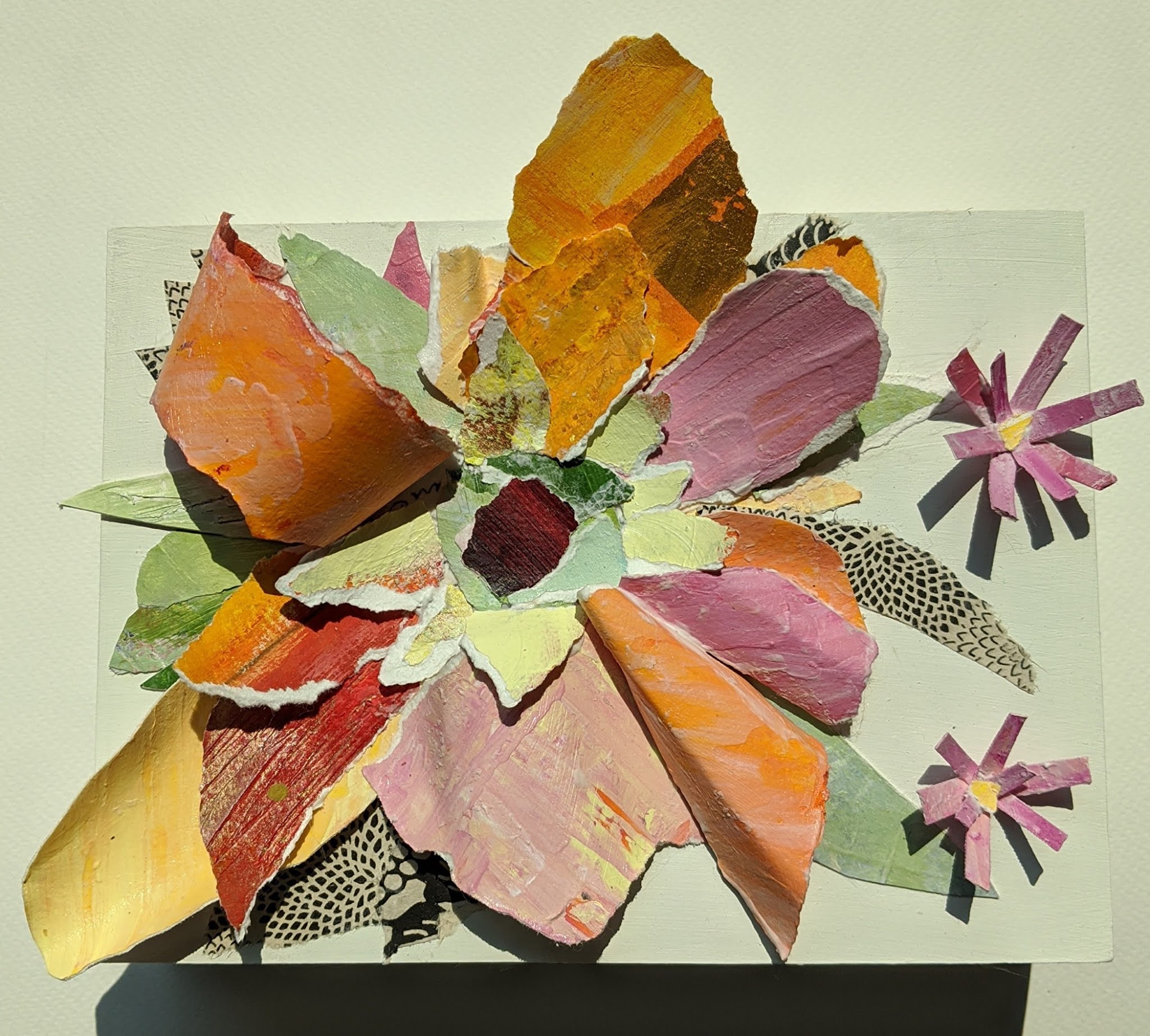 Pamela Fowler Lordi: Floral Paper Sculpture, Collage “SUNSET BLOSSOM ...