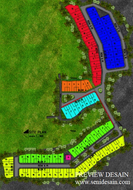 JASA DESAIN 3D INTERIOR GAMBAR EKSTERIOR: Desain siteplan 2D berwarna ...