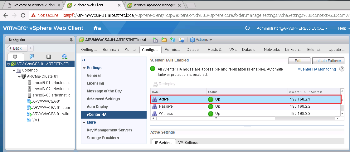 vCenter 6.5 High Availability - Initiate the Failover | TechCrumble