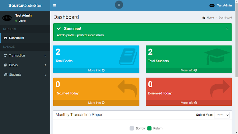 Library Management System free download Source Code in php mysql